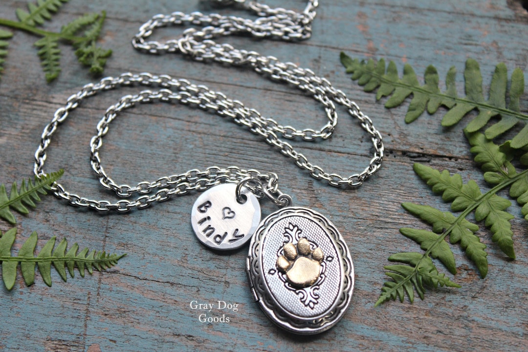 Paw Print Locket Necklace, Dog Locket, Cat Locket, Pet Memorial ...