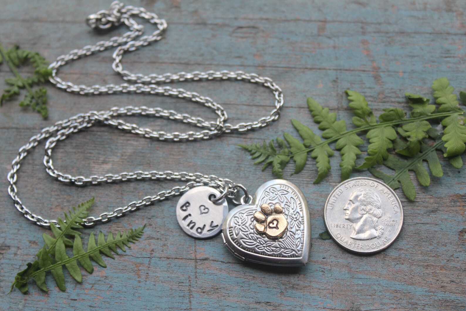 Paw Print Heart Locket Necklace Dog Locket Necklace Cat - Etsy