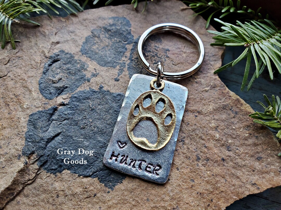 Personalized Dog Key Chain, Stamped Dog Name, Dog Memorial, Pet ...