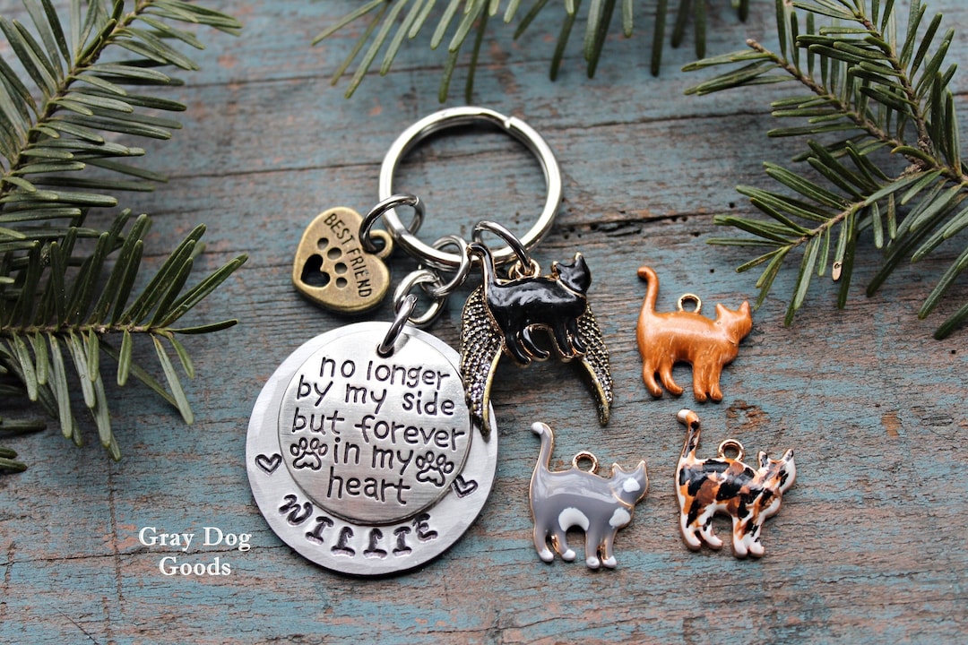 Cat Memorial Key Chain, Cat Remembrance Gift, Loss of Cat, Cat Sympathy ...