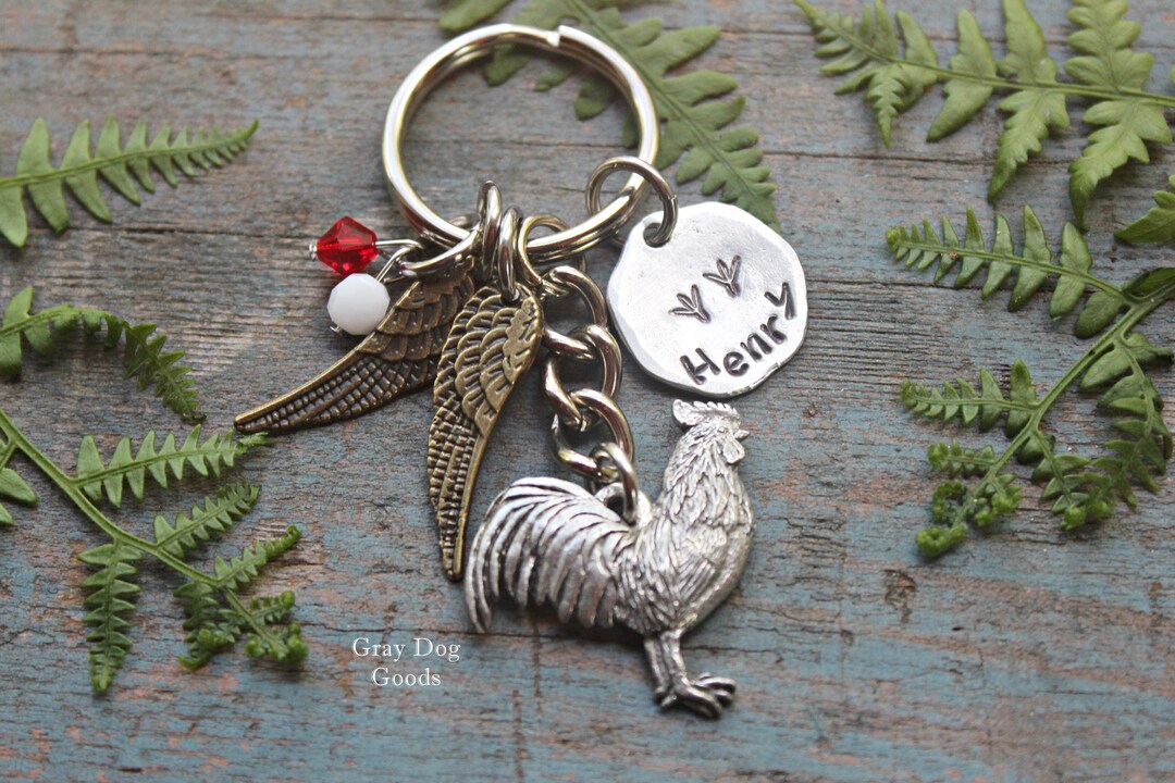 Rooster Memorial Key Chain, Pet Memorial Key Chain, Rooster Key Chain ...