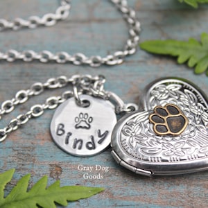 Paw Print Heart Locket Necklace, Dog Locket Necklace, Cat Locket ...