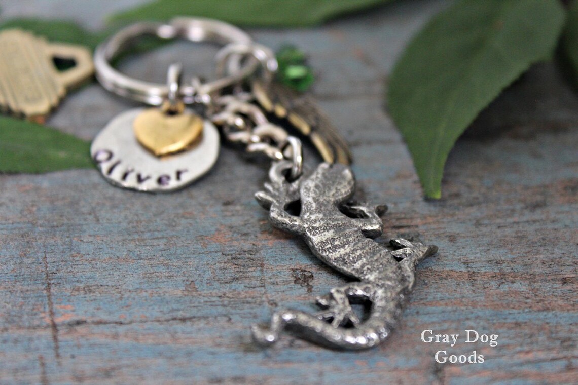 Gecko Lizard Memorial Keychain Pet Memorial Keychain Lizard - Etsy