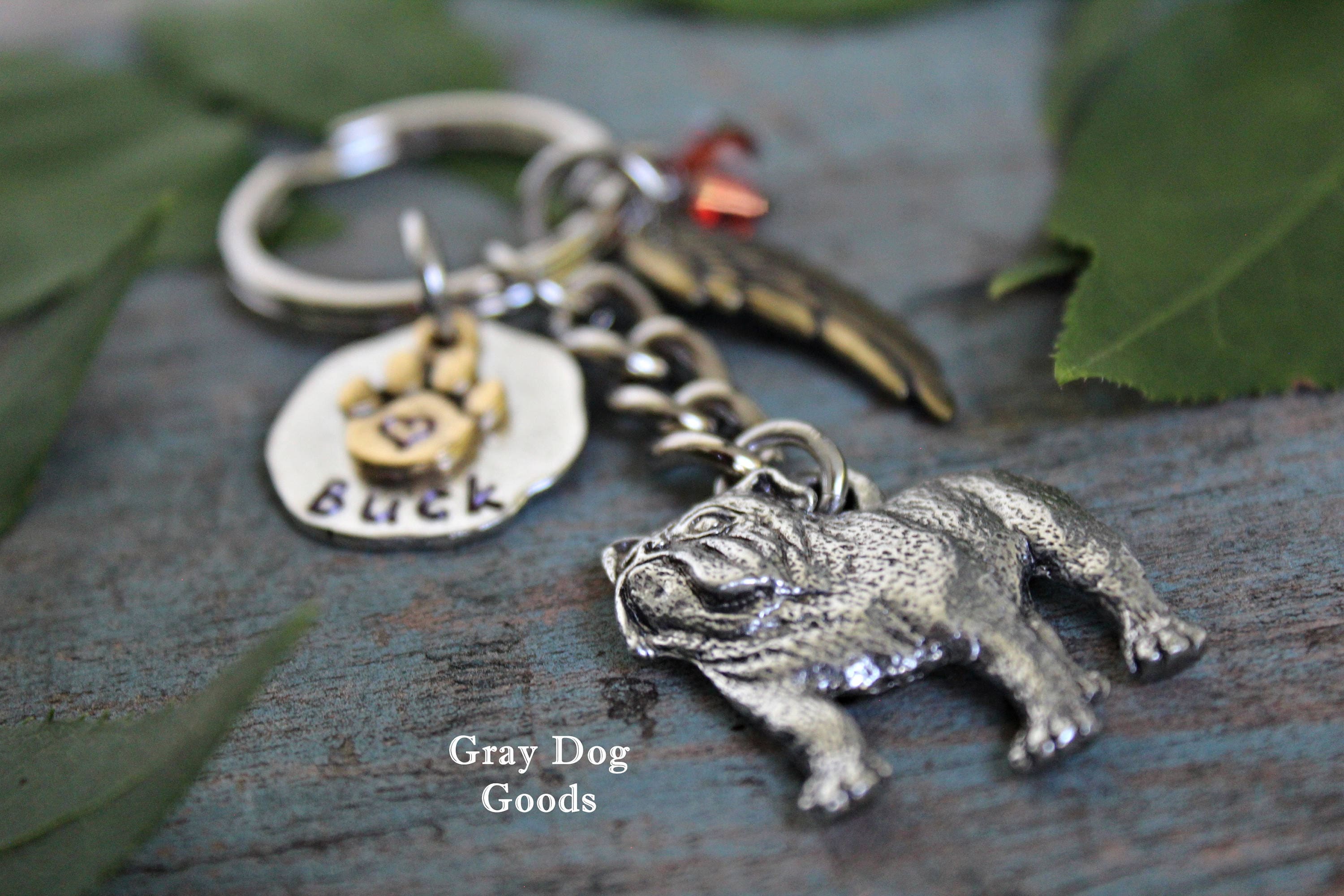 Bulldog Memorial KeyChain Pet Memorial Key Chain Bulldog Key | Etsy
