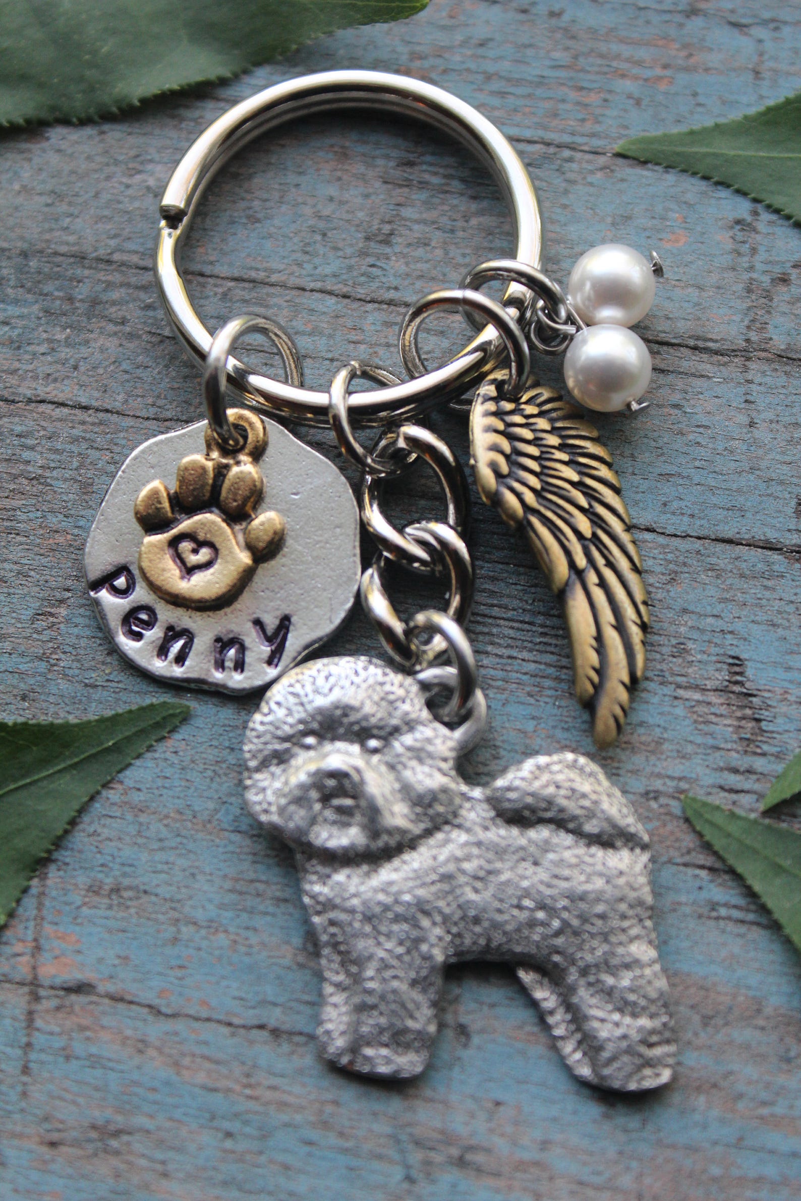 Bichon Frise Memorial Keychain, Pet Memorial Keychain, Bichon Keychain ...