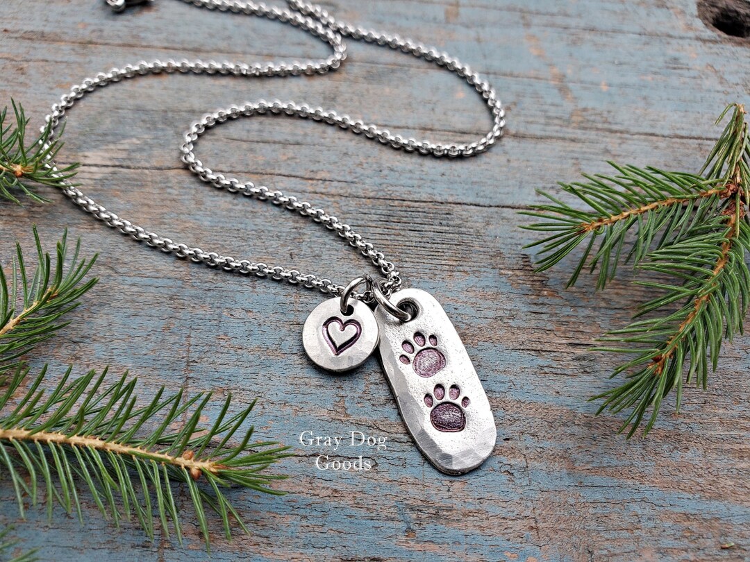 Stamped Paw Print Necklace, Dog Mom Necklace, Minimalist Dog Mom ...