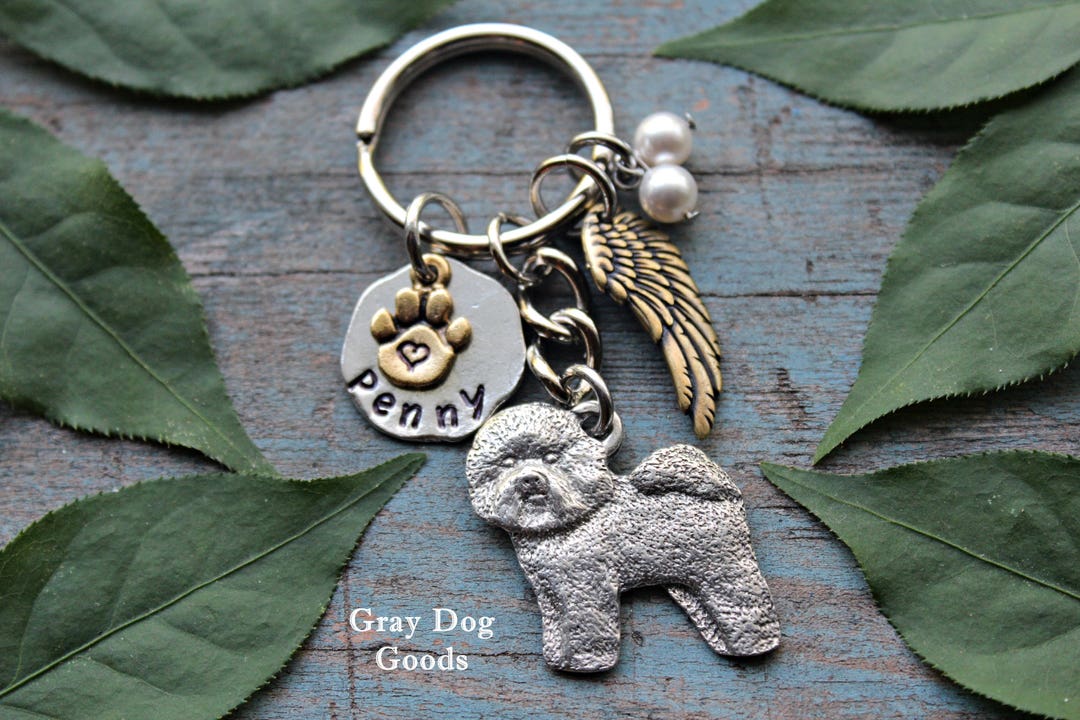Bichon Frise Memorial Keychain, Pet Memorial Keychain, Bichon Keychain ...