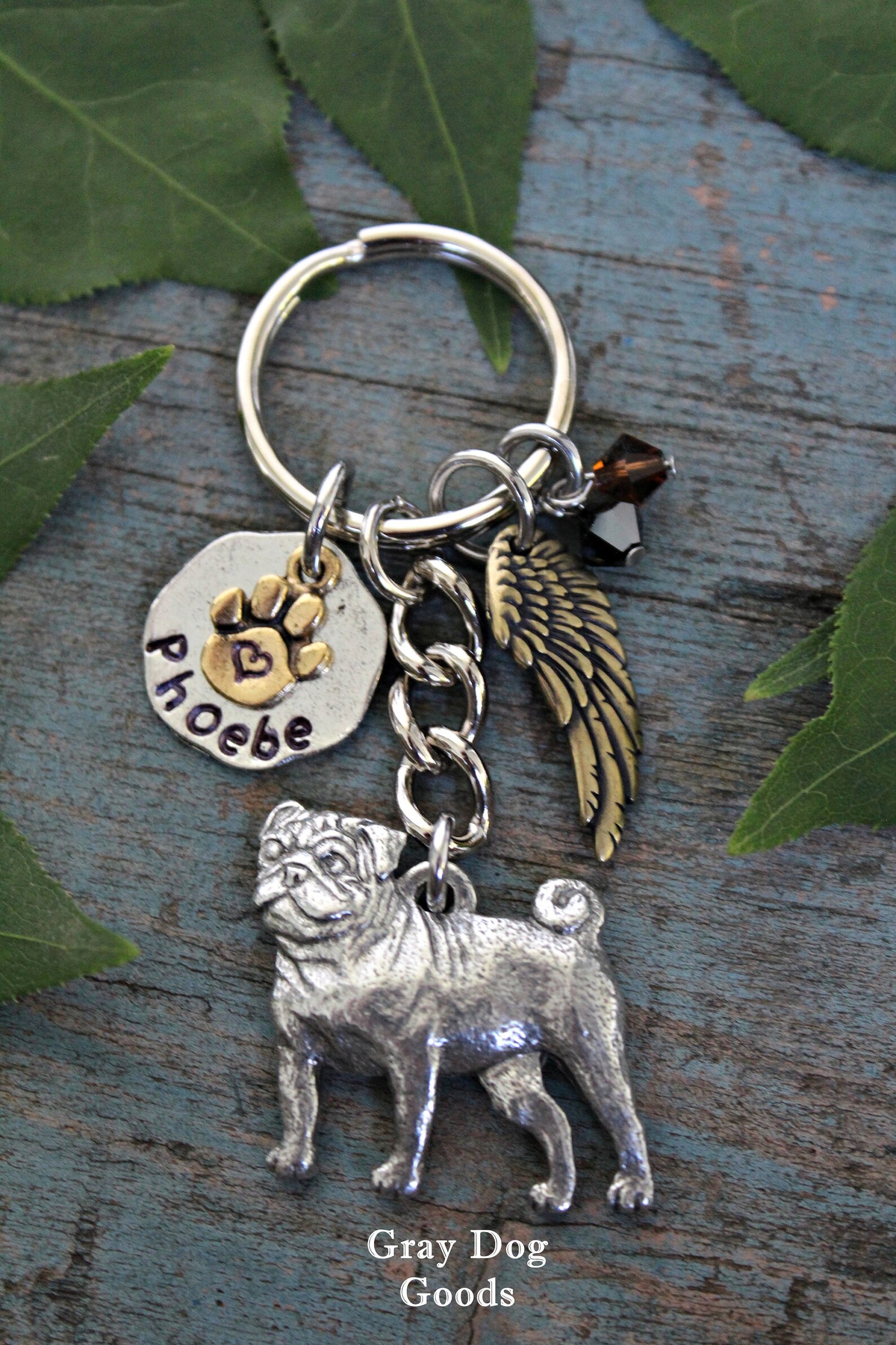 Pug Memorial Keychain Pet Memorial Keychain Pug Keychain | Etsy