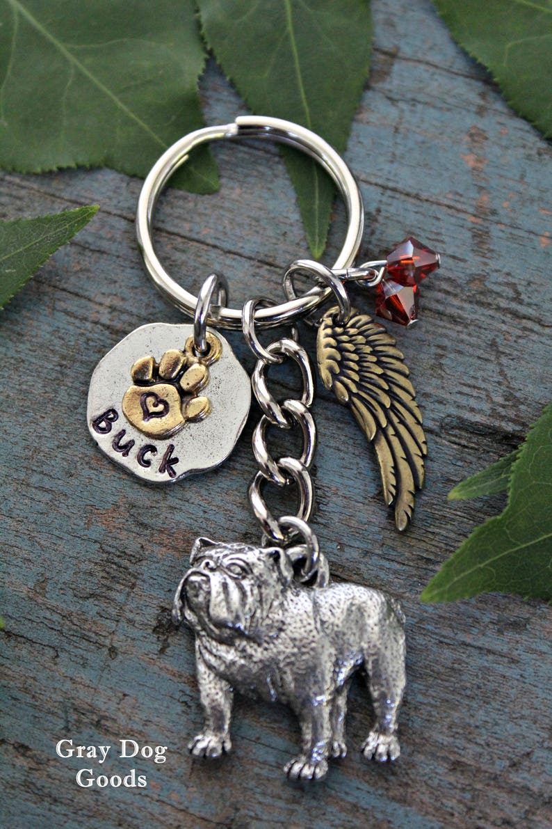 Bulldog Memorial Keychain Pet Memorial Key Chain Bulldog Key - Etsy