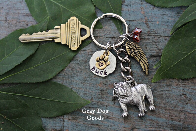 Bulldog Memorial Keychain Pet Memorial Key Chain Bulldog Key - Etsy