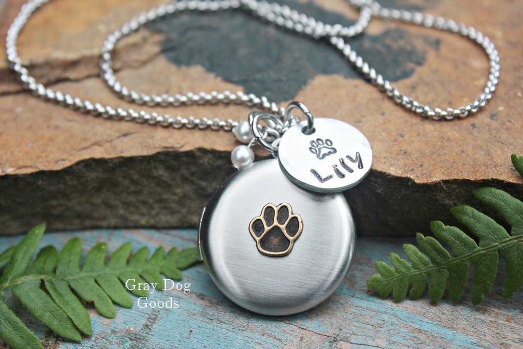Paw Print Locket Necklace, Dog Locket, Cat Locket, Pet Memorial ...
