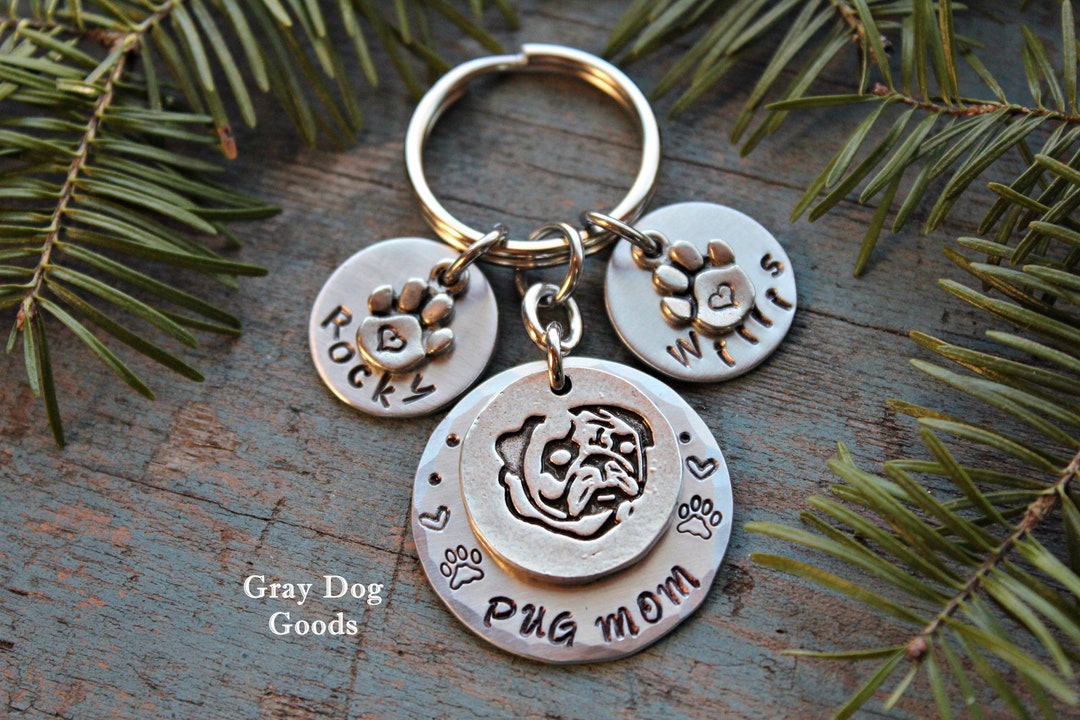 Pug Mom Key Chain, Pug Mom, Pug Dad, Personalized Pug Key Chain, Dog ...