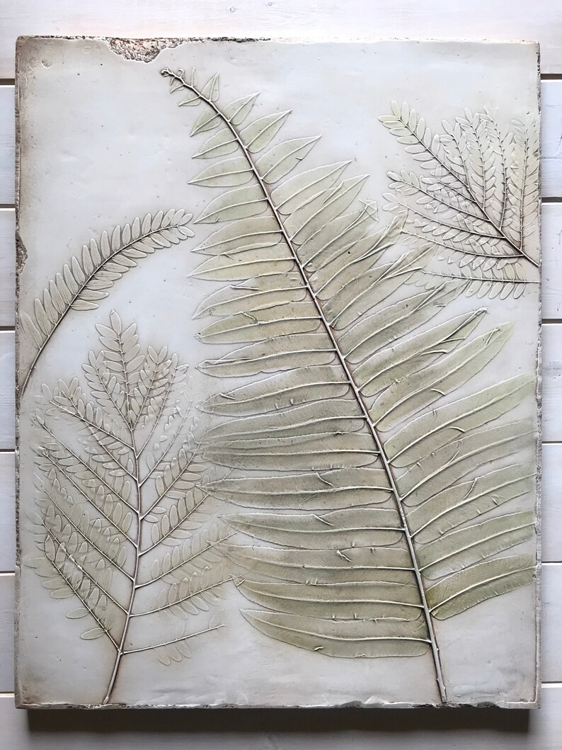 Plaster cast leaf print flora study botanical art fern | Etsy