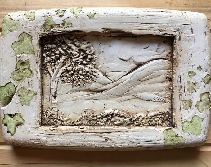 Hand Sculpted, Landscape, Tree, Ivy, Plaster, Cast, Home Decor, Nature ...