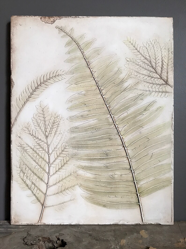 Plaster cast leaf print flora study botanical art fern | Etsy