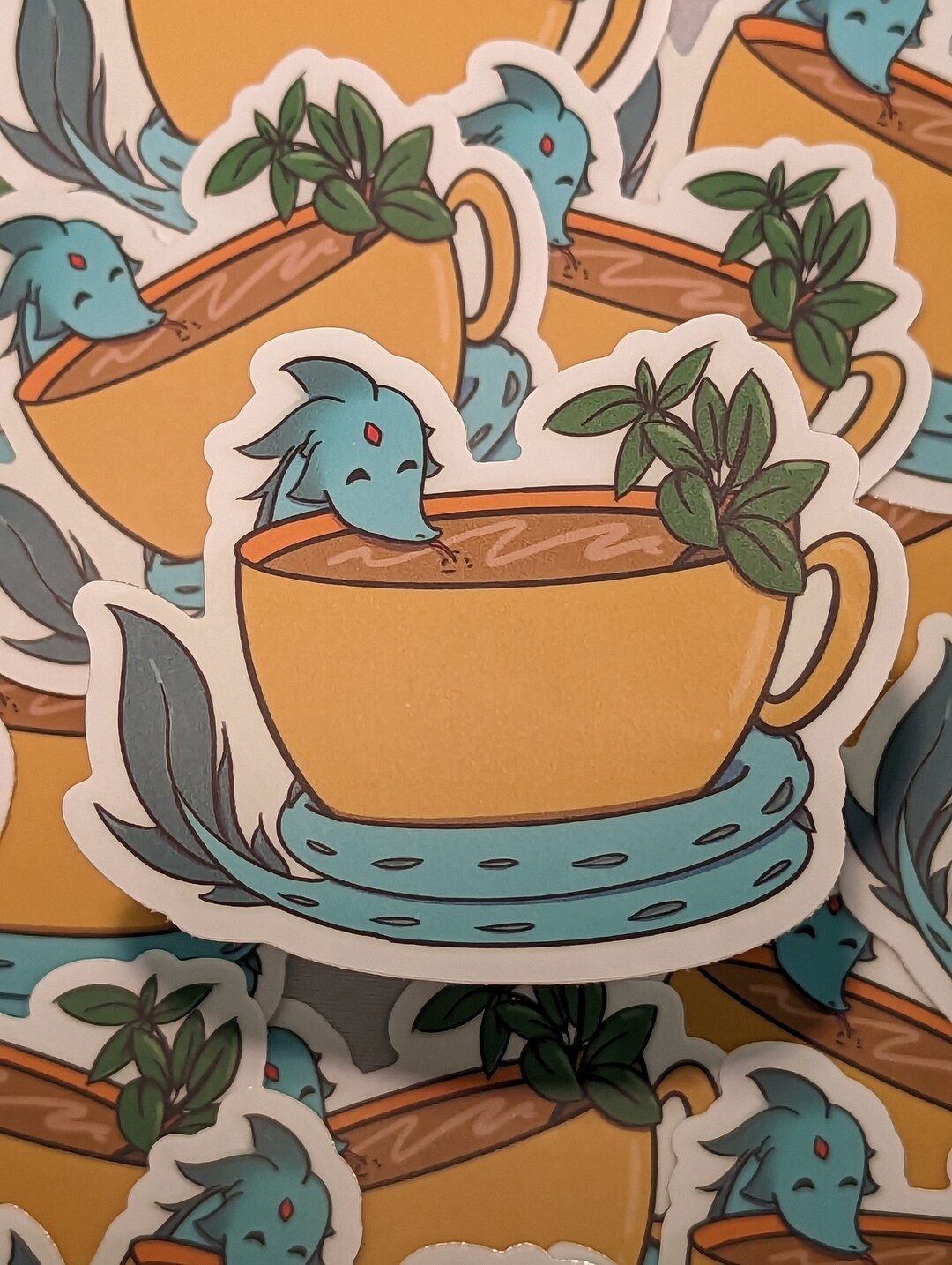 GLOSSY STICKER: Mint Tea Creature, Mint Tea Sticker, Tea Creature ...