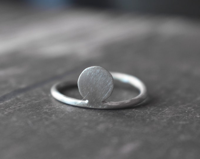Tiny Disc Ring, Silver Disc Ring, Circle Dot Ring, Contemporary Ring ...