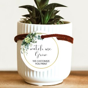 Watch Me Grow Tag Succulent Favor Tag Greenery Favor Stickers Custom ...