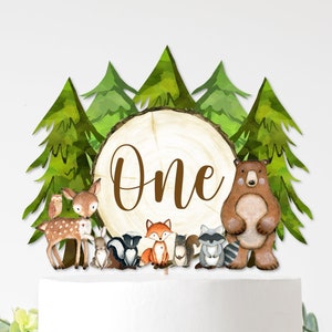 PRINTABLE Woodland Birthday Cake Topper Wild One Birthday Cake Topper ...