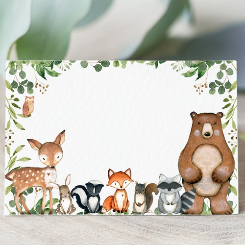 Printable Woodland Animals Banner Greenery Birthday Baby - Etsy