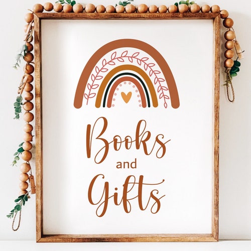 Books and Gifts Sign Boho Rainbow Birthday Baby Shower Neutral - Etsy