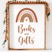 Books and Gifts Sign Boho Rainbow Birthday Baby Shower Neutral Earth ...