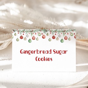 Editable Christmas Holiday Party Food Label Place Card Buffet Table ...
