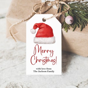 Editable Santa Hat Gift Tag Christmas Gift Tag Holiday Gift - Etsy