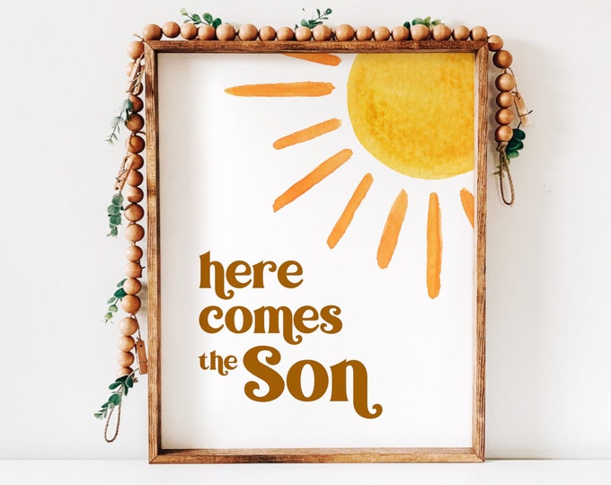 Retro Nursery Art Here Comes the Sun Print Instant Download Beatles ...