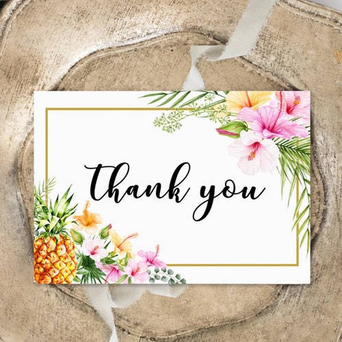 Tropical Thank You Card Printable Thank You Folded Thank You - Etsy