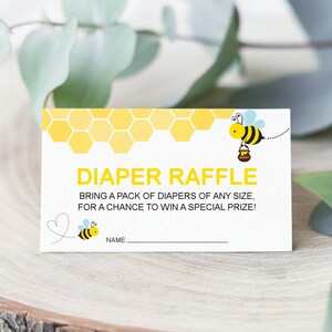 Bee Diaper Raffle Tickets Diaper Raffle Cards Bumble Bee Mommy to Bee ...
