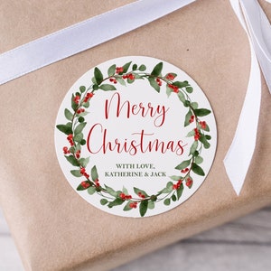 Editable Christmas Gift Tags Stickers Round Labels Holiday Favor Tag ...