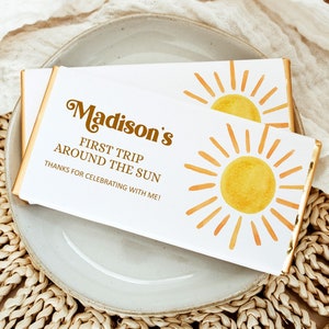 Editable Sun Candy Bar Wrapper First Trip Around the Sun Birthday Sun ...