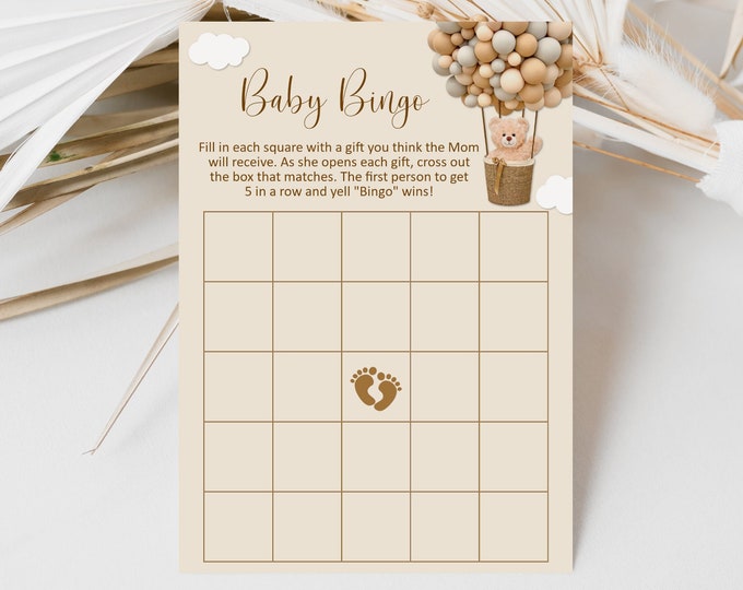 Bear Baby Shower Bingo Game Card Teddy Bear Baby Shower We Can Bearly ...