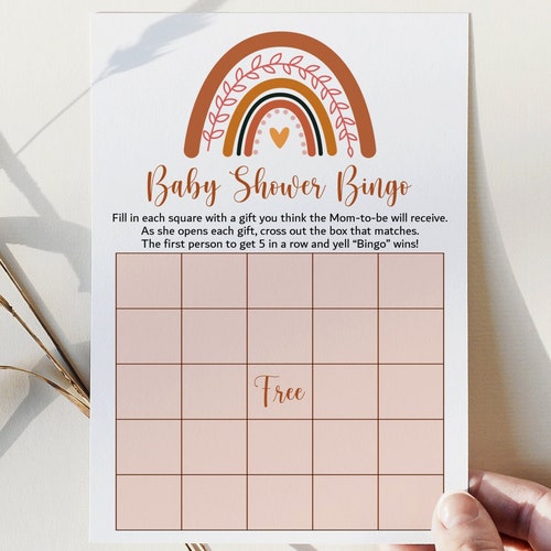 Baby Bingo Game Cards Rainbow Baby Shower Game Boho Baby - Etsy