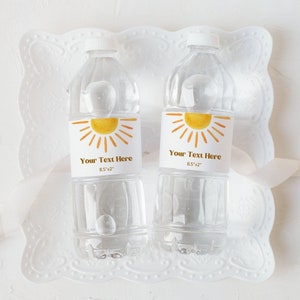 Editable Sun Water Bottle Labels Sun Baby Shower Little Sunshine ...