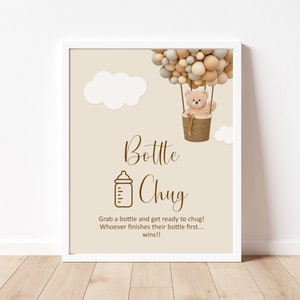 Bear Bottle Chug Game Sign Teddy Bear Baby Shower We Can Bearly Wait ...