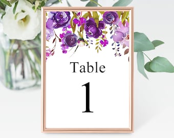 Purple Table Numbers - Etsy