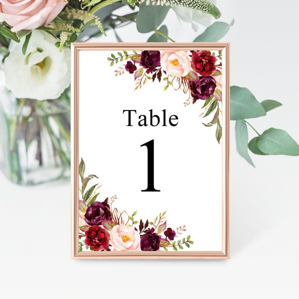 Maroon Table Numbers - Etsy