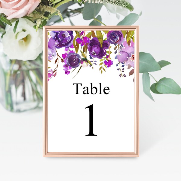 Purple Table Numbers - Etsy