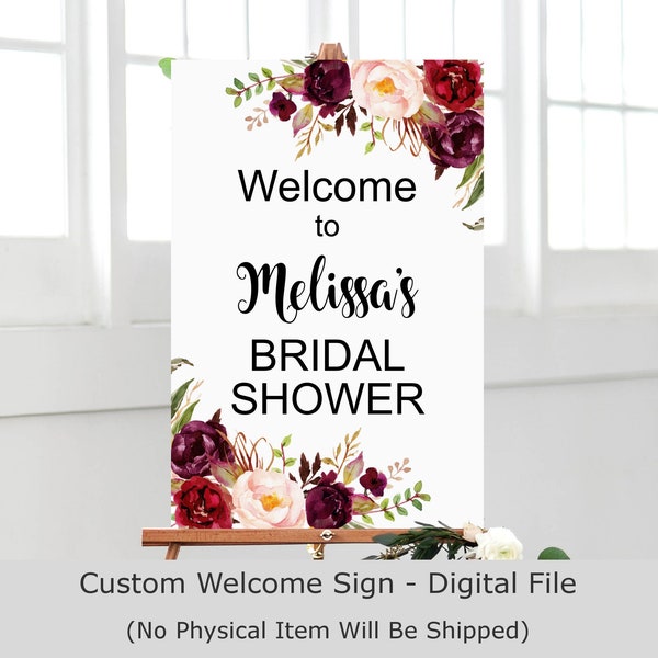 Burgundy Wedding Welcome Sign - Etsy