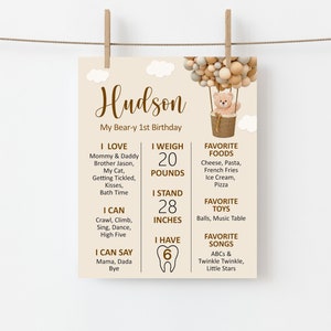 CUSTOM Teddy Bear Birthday Milestone Board Beary First Birthday Poster ...