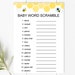 Baby Word Scramble Game Bumble Bee Baby Shower Game Printable | Etsy