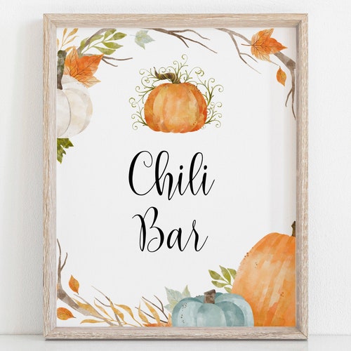 Chili Bar Sign Printable Fall Bridal Shower Baby Shower Fall - Etsy