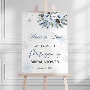 Editable Snow in Love Bridal Shower Welcome Sign Printable Template ...