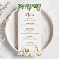 Animal Print Menu Card, Leopard Print Menu, Jungle Theme Menu, Animal ...