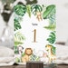 Table Number Cards Jungle Safari Animals Printable Table - Etsy