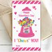 Kids Valentine Tag Bubble Gum Valentines Day Gift Tag I Chews You ...