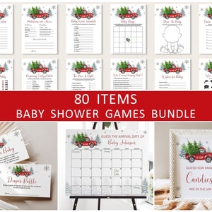 Editable Christmas Baby Shower Games Bundle A Merry Little Baby Shower ...