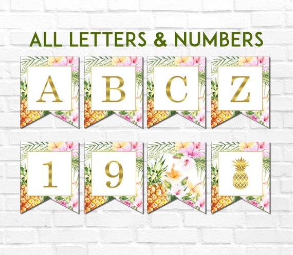 Tropical Printable Banner Luau Birthday Banner Hawaiian Bridal Shower ...